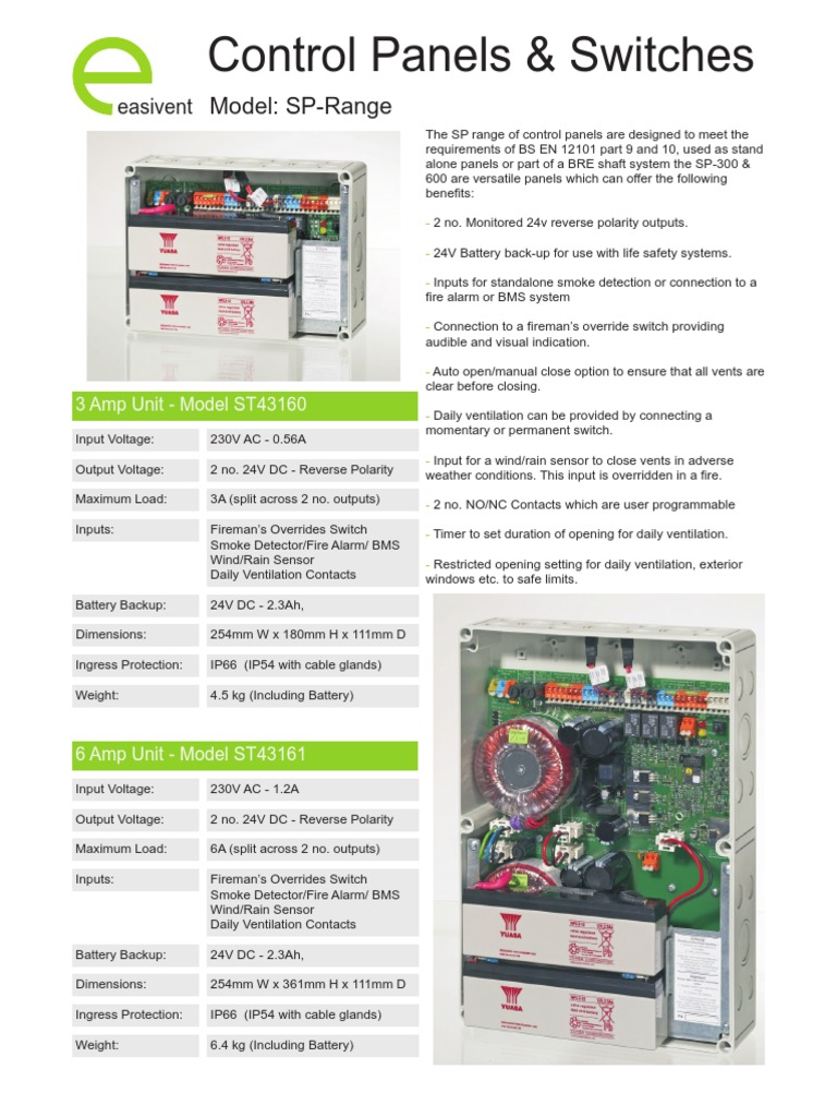 Easivent SP Controls Range Data 02 | PDF | Switch | Amplifier