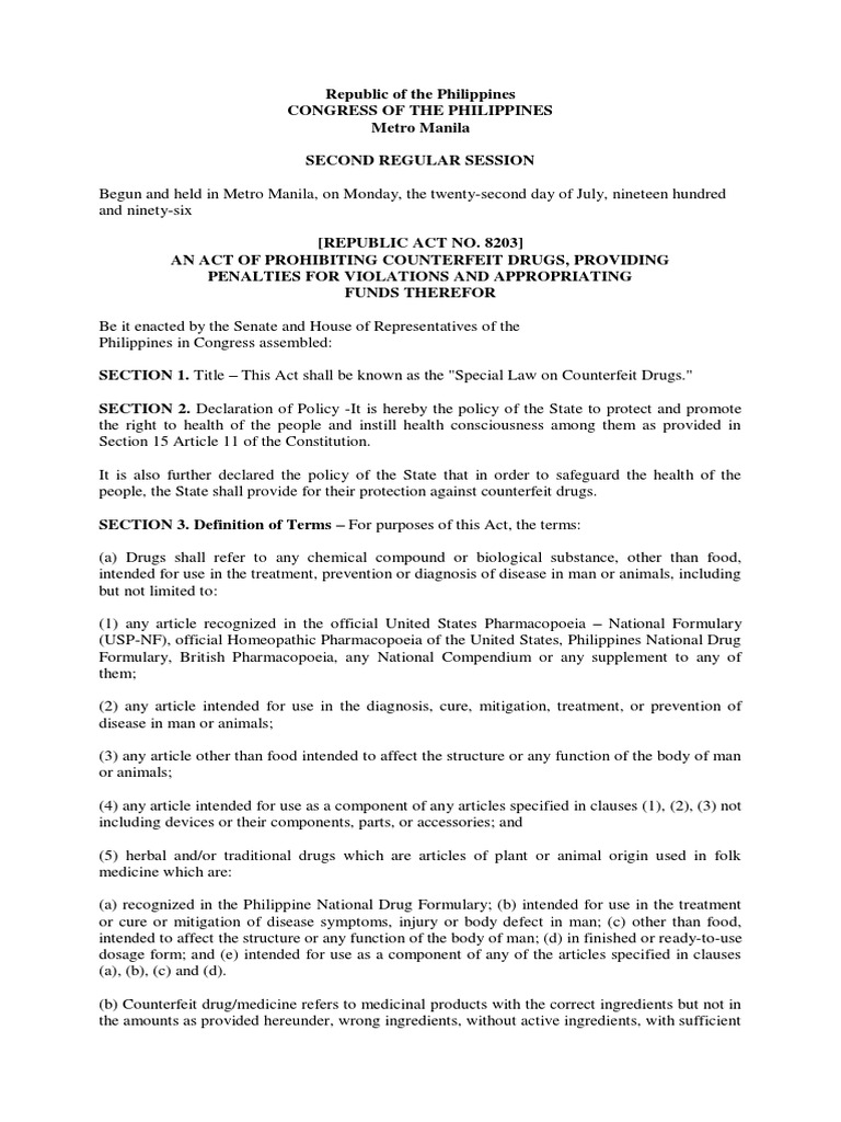 Ra 8203 | PDF | Pharmacy | Trademark