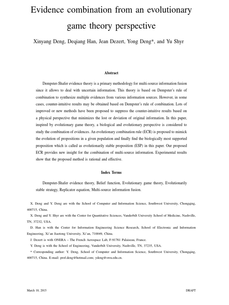 Evidence Combination From An Evolutionary Game Theory Perspective | PDF ...