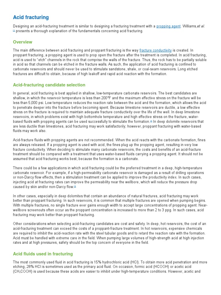 Acid Fracturing - Petrowiki, 2015 | PDF | Hydraulic Fracturing ...