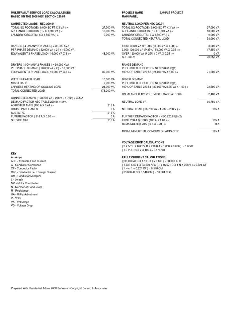 Service Load Calculation | PDF