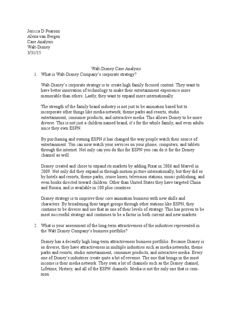 Disney Analysis | PDF | The Walt Disney Company | Walt Disney Parks And ...