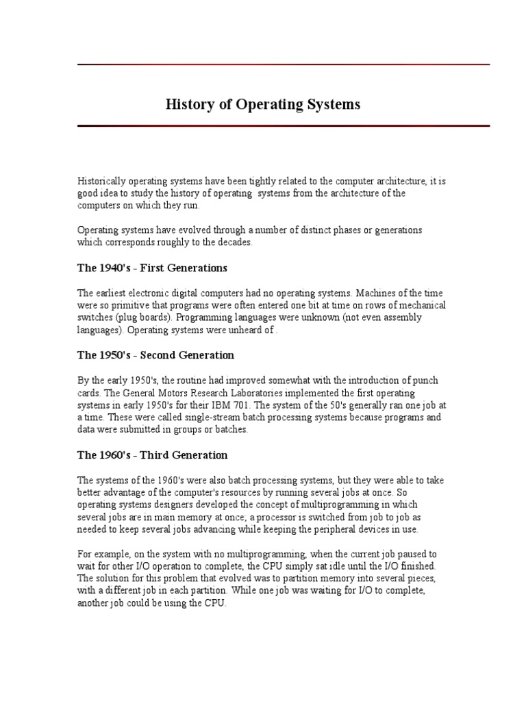 History of Operating Systems | PDF | Operating System | Personal Computers