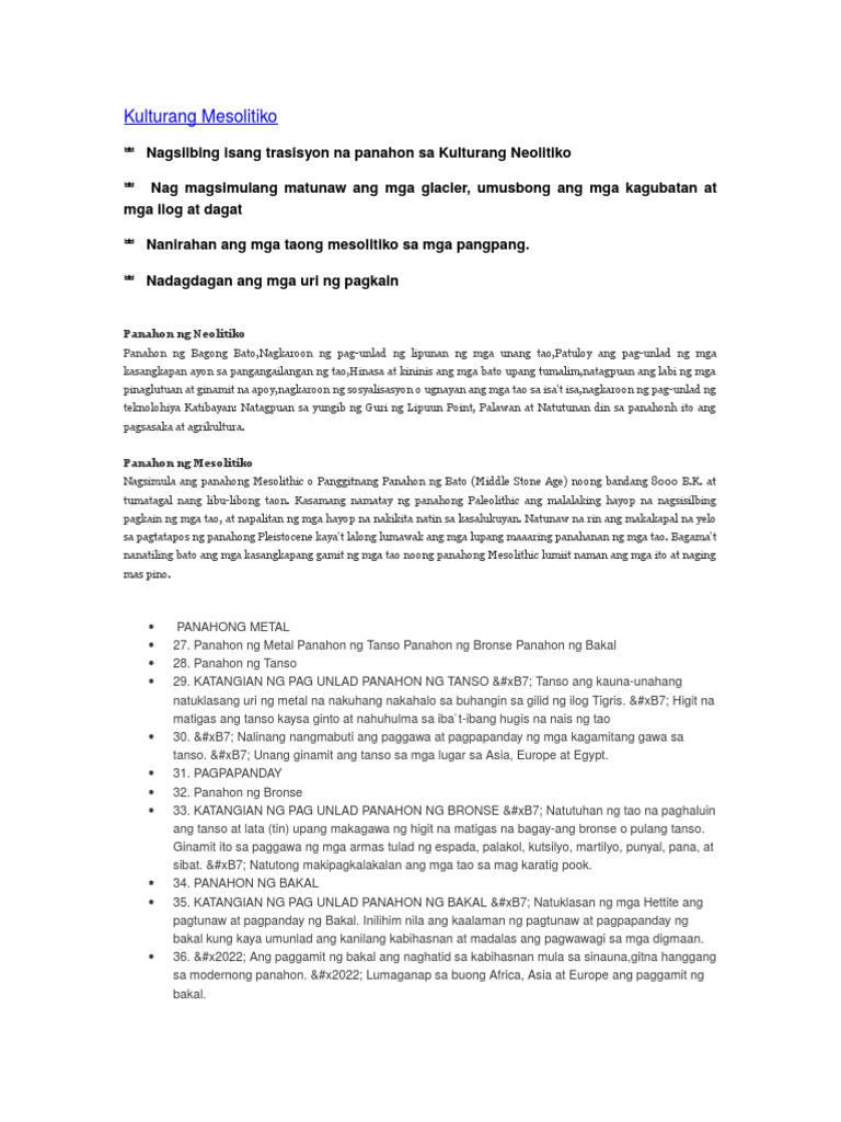 Kulturang Mesolitiko | PDF