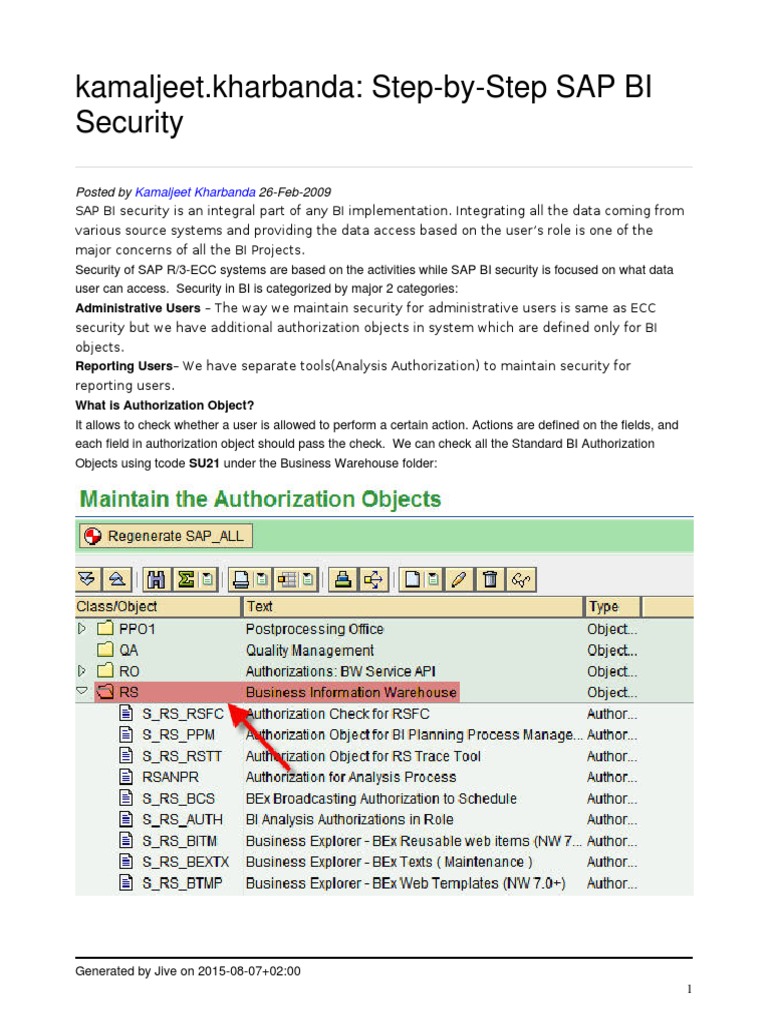 SAP BI Authorization Object Guide | PDF | Variable (Computer Science ...
