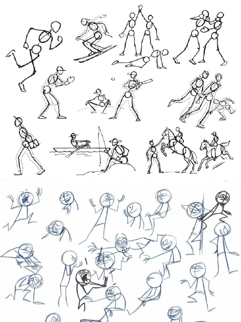 Stick Figure Poses For Animators and Drawing Artists (44 Pages ...
