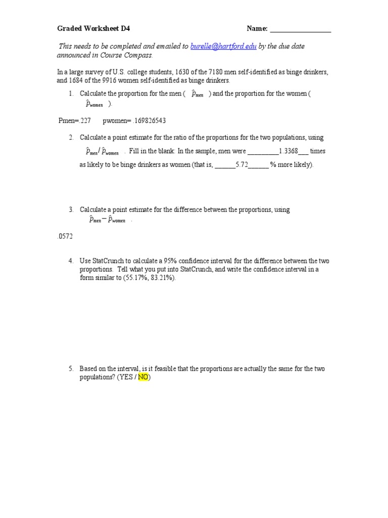 Graded Worksheet D4 | PDF