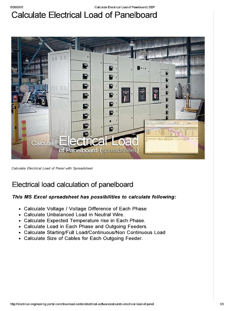 Downloadable Electrical Load Calculator