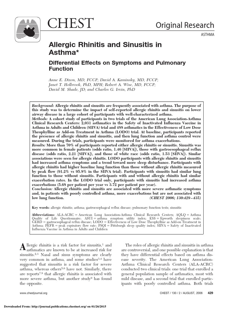 Allergic Rhinitis and Sinusitis in | PDF | Asthma | Allergy