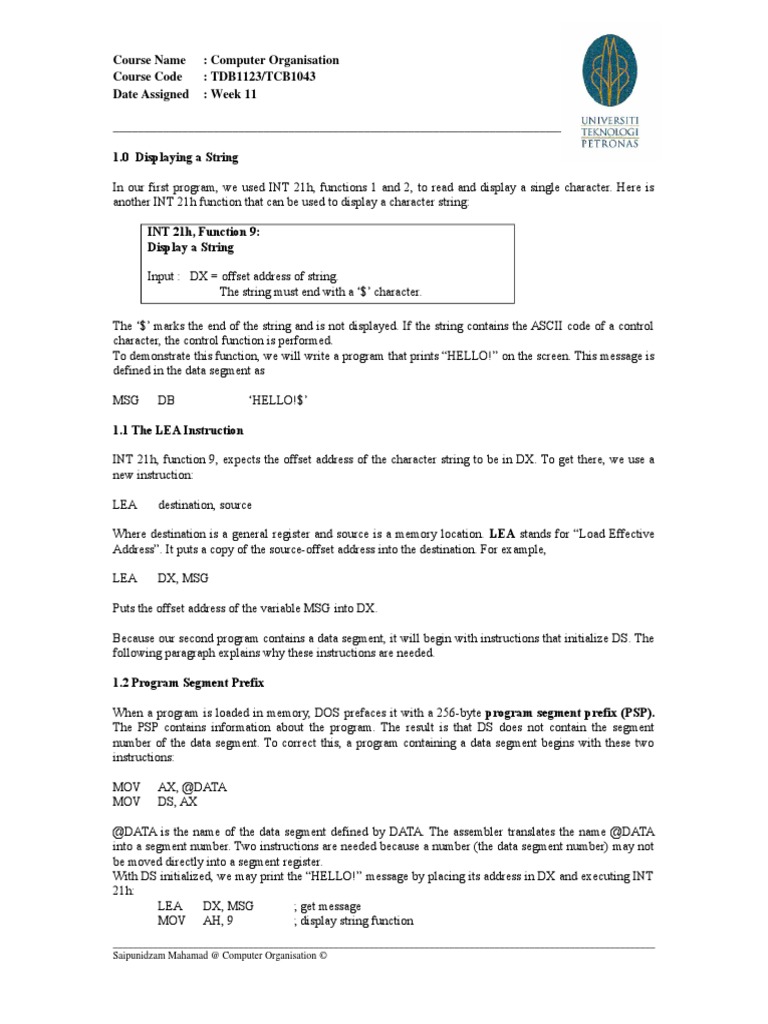 Assembly Language 3 Pdf Subroutine String Computer Science 5440