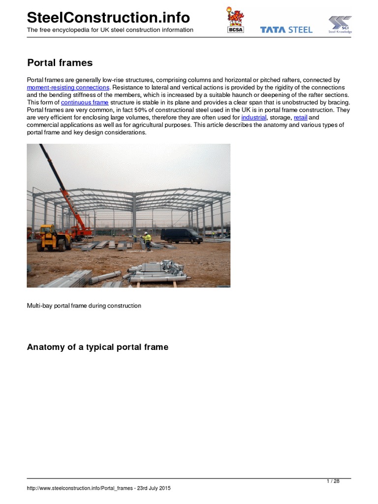Portal Framesportal Frames | PDF | Framing (Construction) | Column
