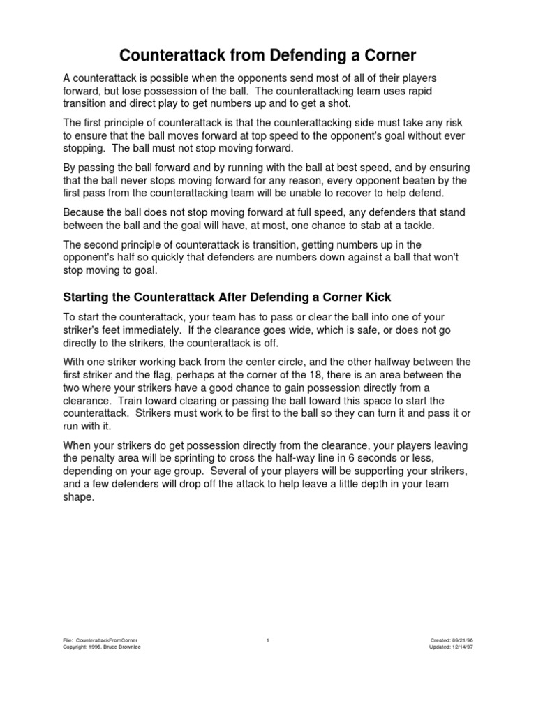 Counterattack From Corner Kick | PDF | Forward (Association Football ...