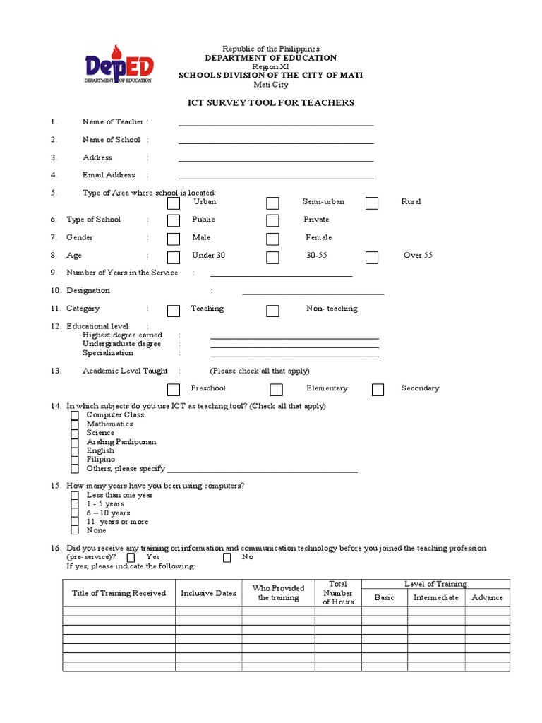 ICT Survey Teachers | PDF | Educational Technology | Internet