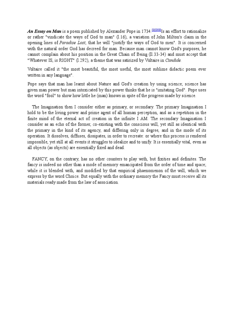Understanding Pope's "An Essay on Man" | PDF | Philosophy
