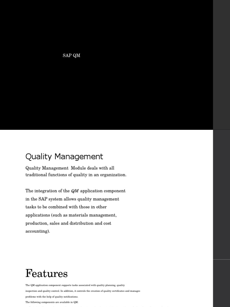 SAP QM Presentation | PDF | Specification (Technical Standard) | Quality (Business)