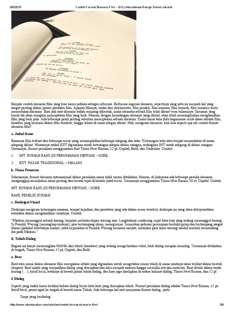 Contoh Format Skenario Film - IDS - International Design School Jakarta ...