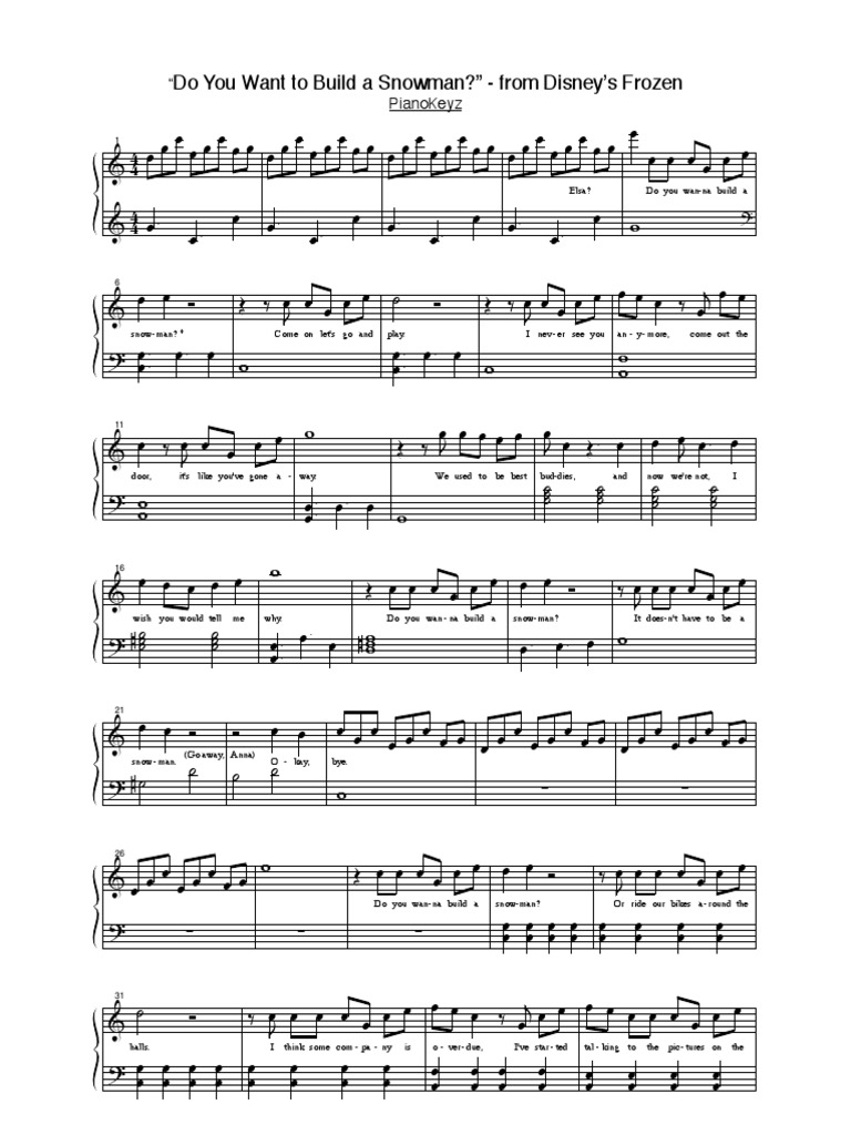 Do You Want To Build A Snowman Sheet Music | PDF | Maison et jardin