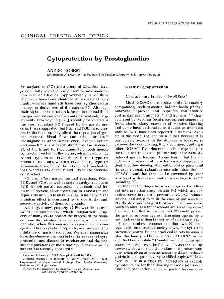 Cytoprotection of Prostaglandins | PDF | Stomach | Aspirin