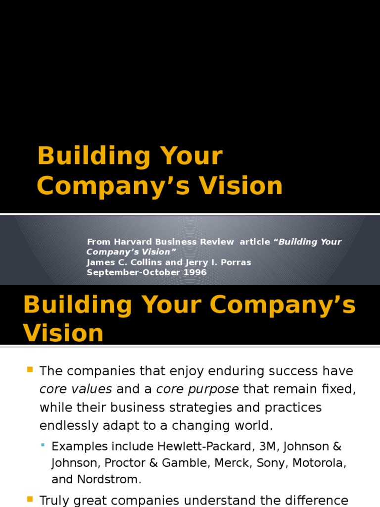 Building Your Company's Vision | PDF | Goal | Ideologies