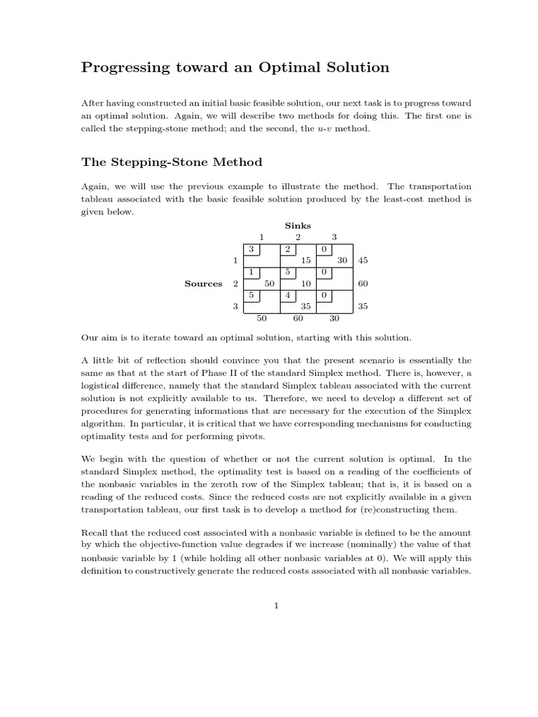 Progressing Toward An Optimal Solution: The Stepping-Stone Method | PDF | Applied Mathematics ...