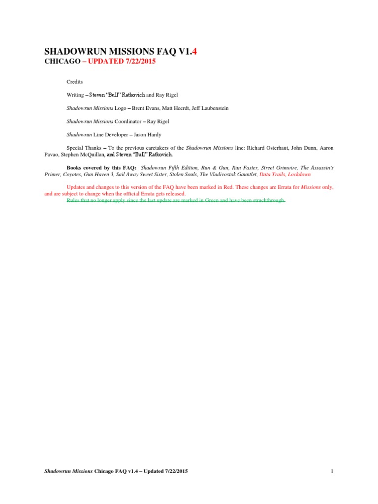 Shadowrun Missions Chicago FAQ Update v1.4 | PDF | Ownership | Property