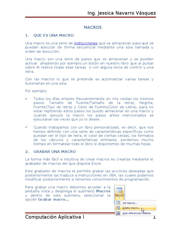 Sesion de Macros | PDF | Macro (informática) | Microsoft Excel