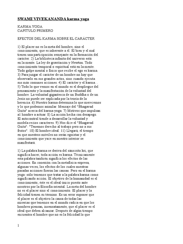 Karma Yoga PDF | Descargar gratis PDF | Karma | Egoismo psicologico
