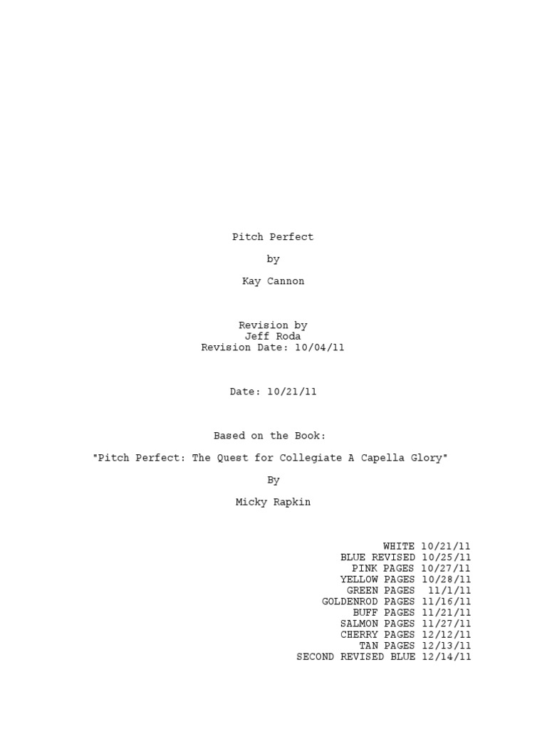 Pitch Perfect Screenplay | Entertainment (General) | Music