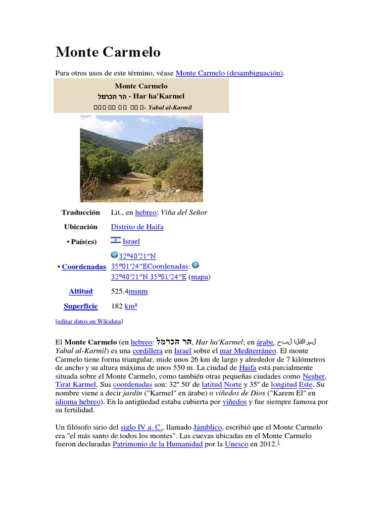 Historia y Significado del Monte Carmelo | PDF | Religión y creencia ...