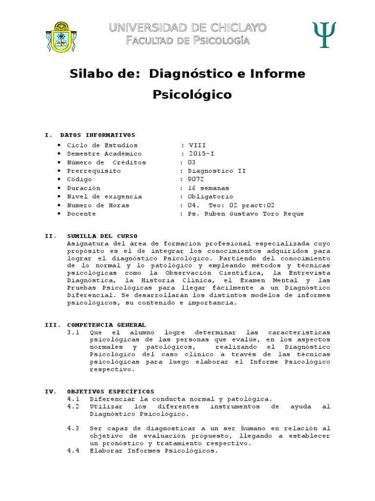 Diagnóstico E Informe Psicológico Pdf Diagnostico Medico 4445