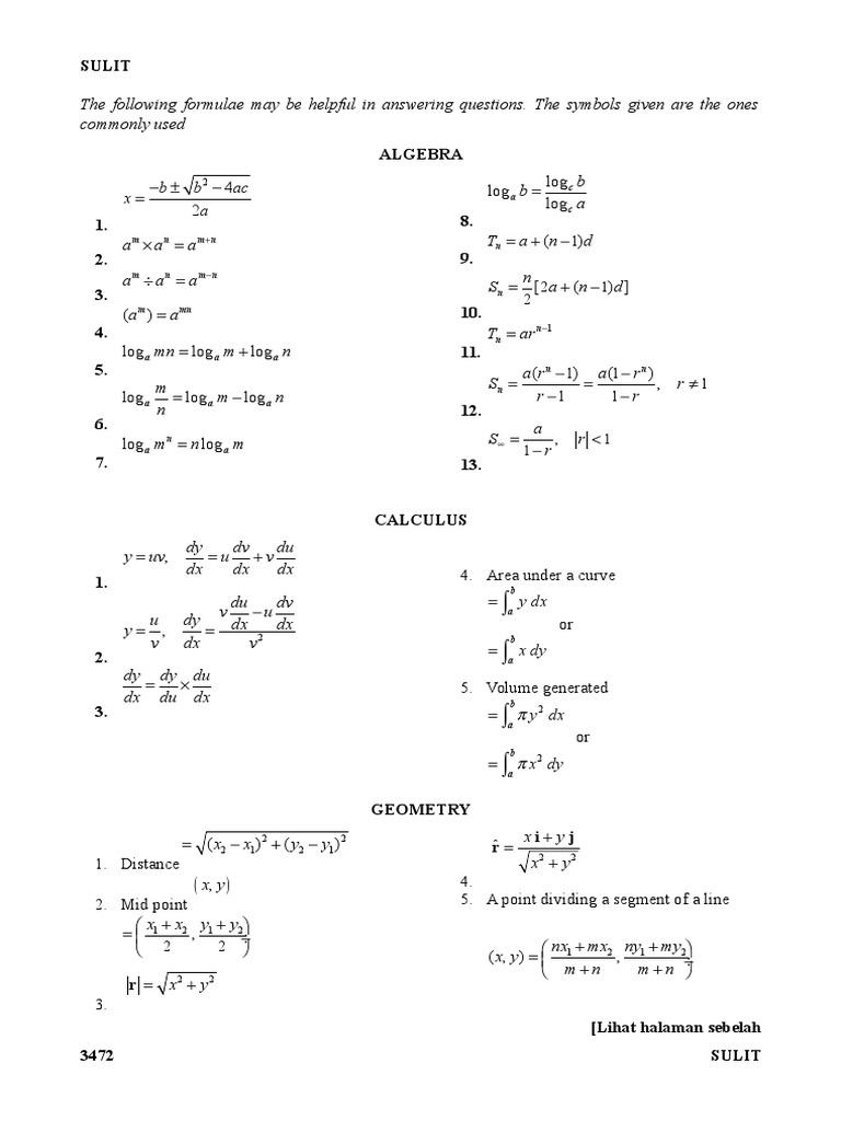 Essential Math Formulas Guide | PDF | Trigonometric Functions | Geometric Measurement