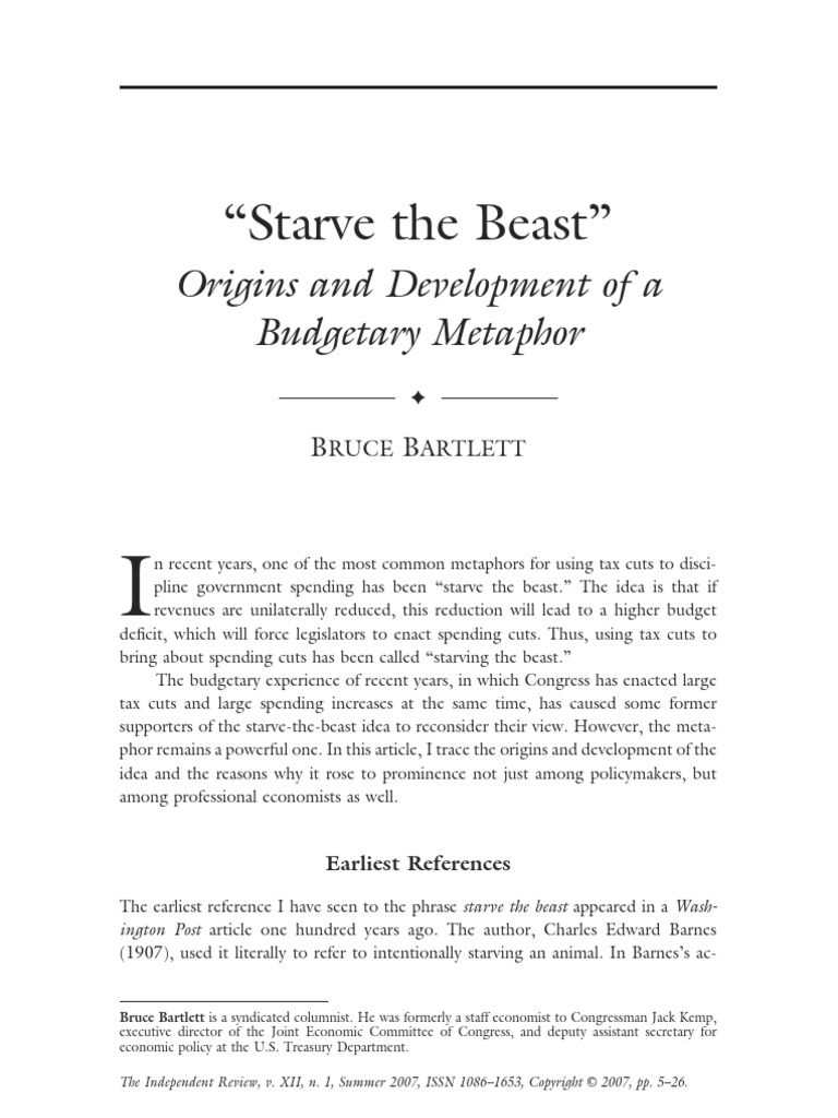 Starve The Beast - Origins and Development of A Budgetary Metaphor ...