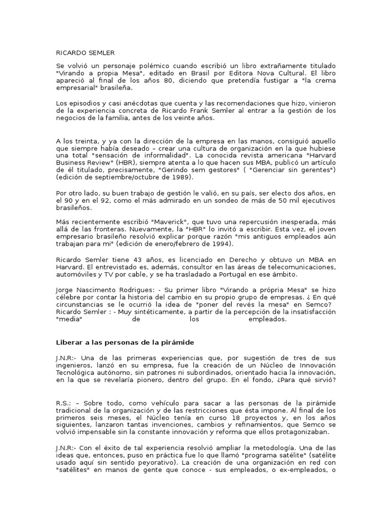 Ricardo Semler | PDF | Brasil | Innovación