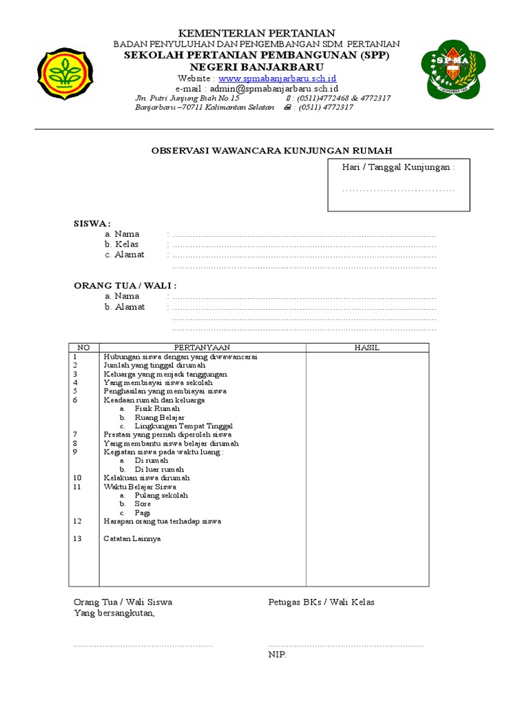 Form Kunjungan Rumah | PDF