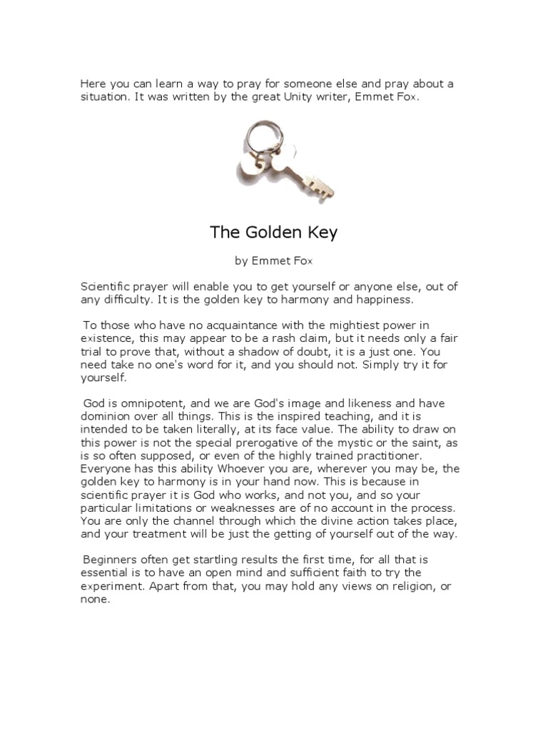 Golden Key Emmet Fox | Prayer | God