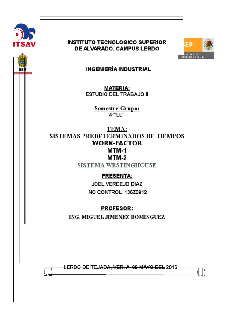 Sistema WORK Factor | PDF | Movimiento (física) | Factores humanos y ...