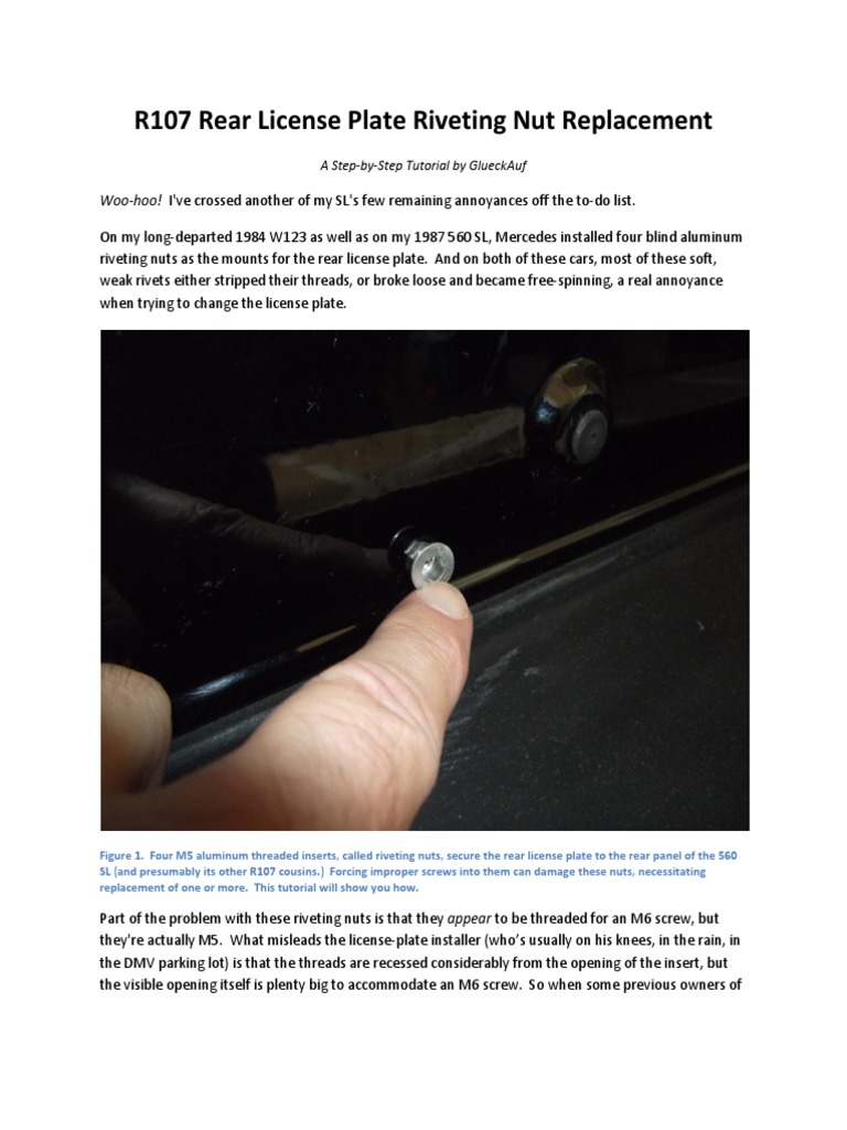 R107 Rear License Plate Riveting Nut Replacement | Download Free PDF ...