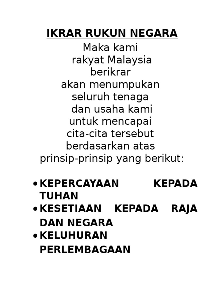 Ikrar Rukun Negara | PDF