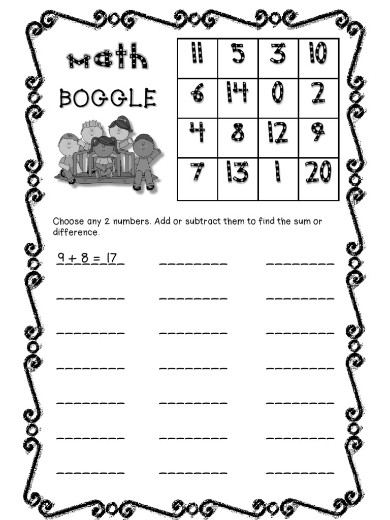 Math Boggle: Number Operations Worksheet | PDF | Computers