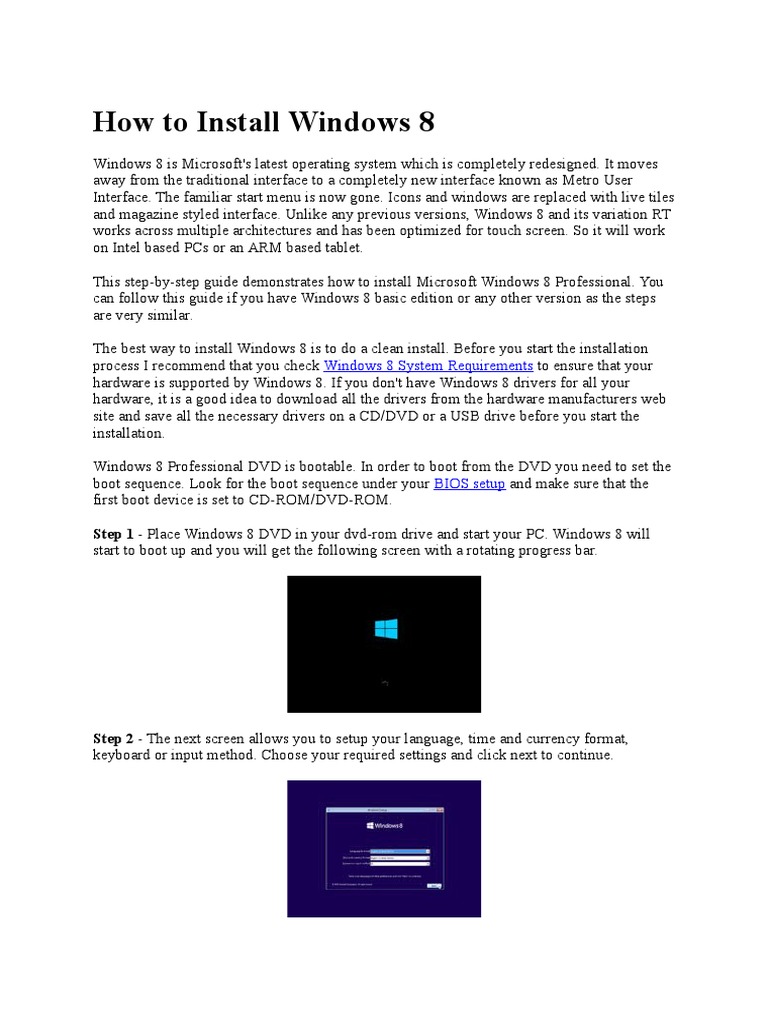 How To Install Windows 8 | PDF | Windows 8 | Device Driver