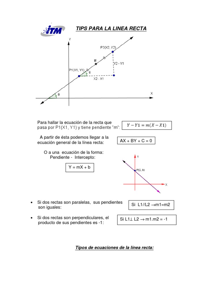 Tips Para La Linea Recta: Tipos de ecuaciones de la línea recta