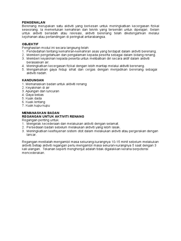 Modul Renang | PDF | Kesehatan Holistik