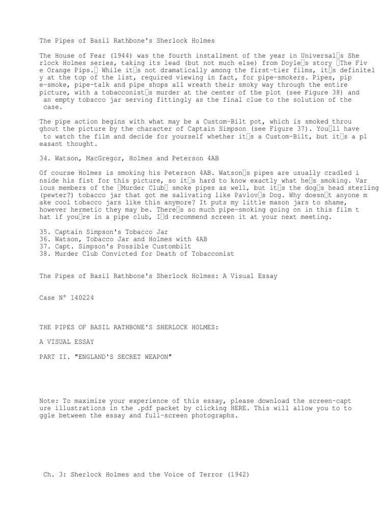 The Pipes of Basil Rathbone's Sherlock Holmes | PDF | Sherlock Holmes ...