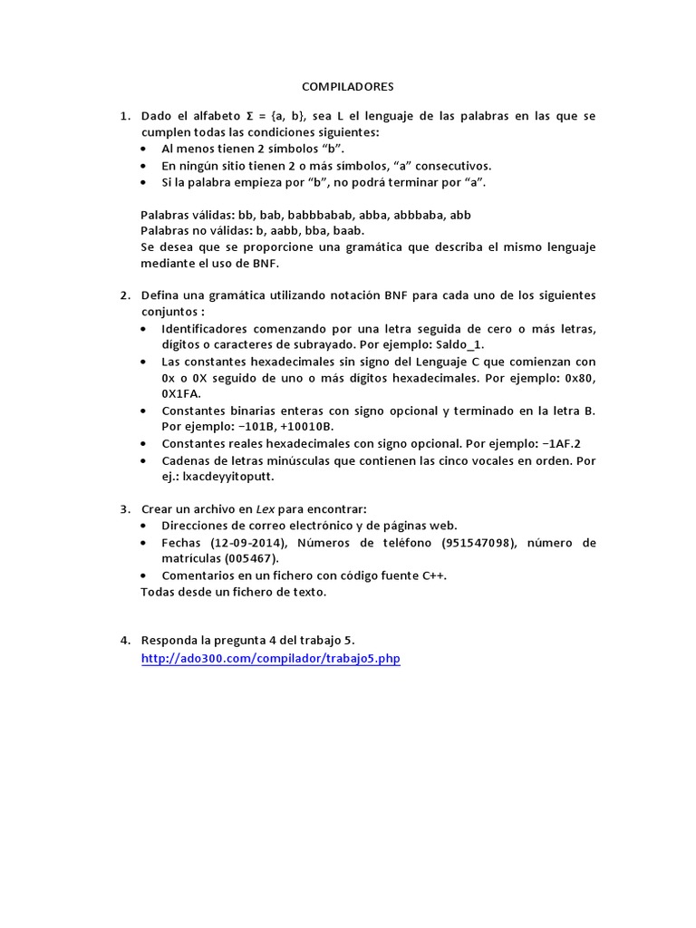 EXAMEN de Compiladores | PDF