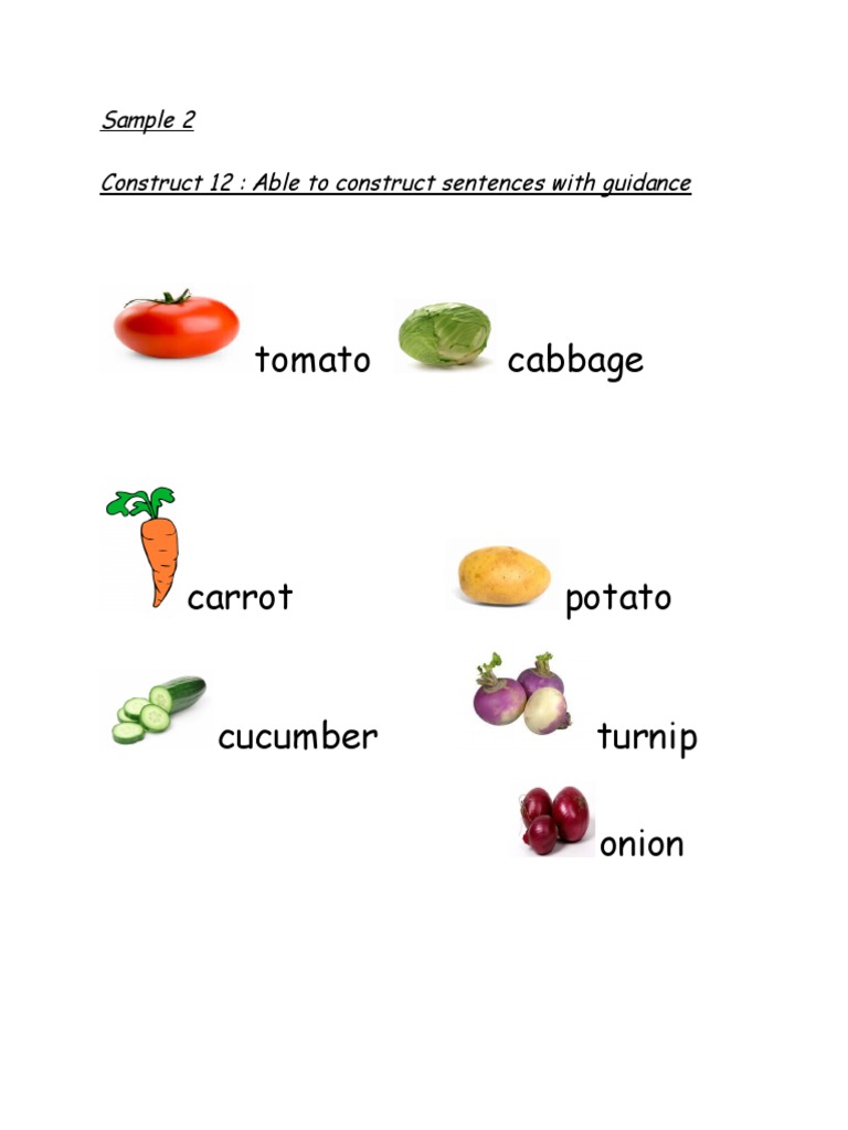 Tomato Cabbage: Sample 2 Construct 12: Able To Construct Sentences With ...