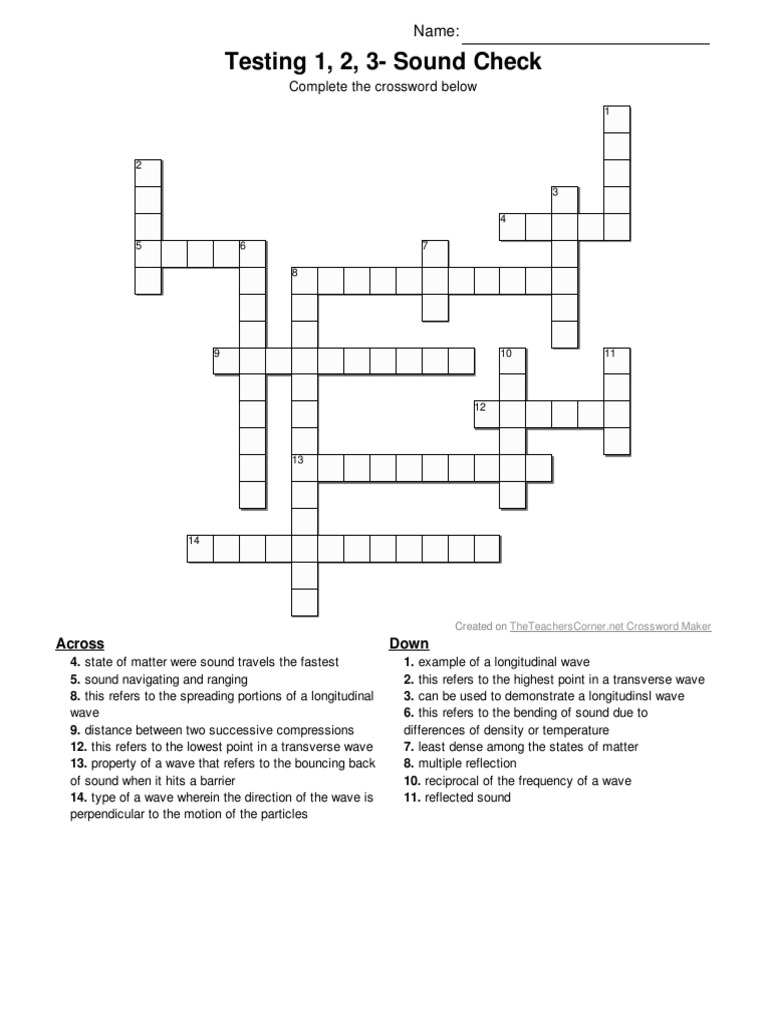 Sound Waves Crossword Puzzle | PDF