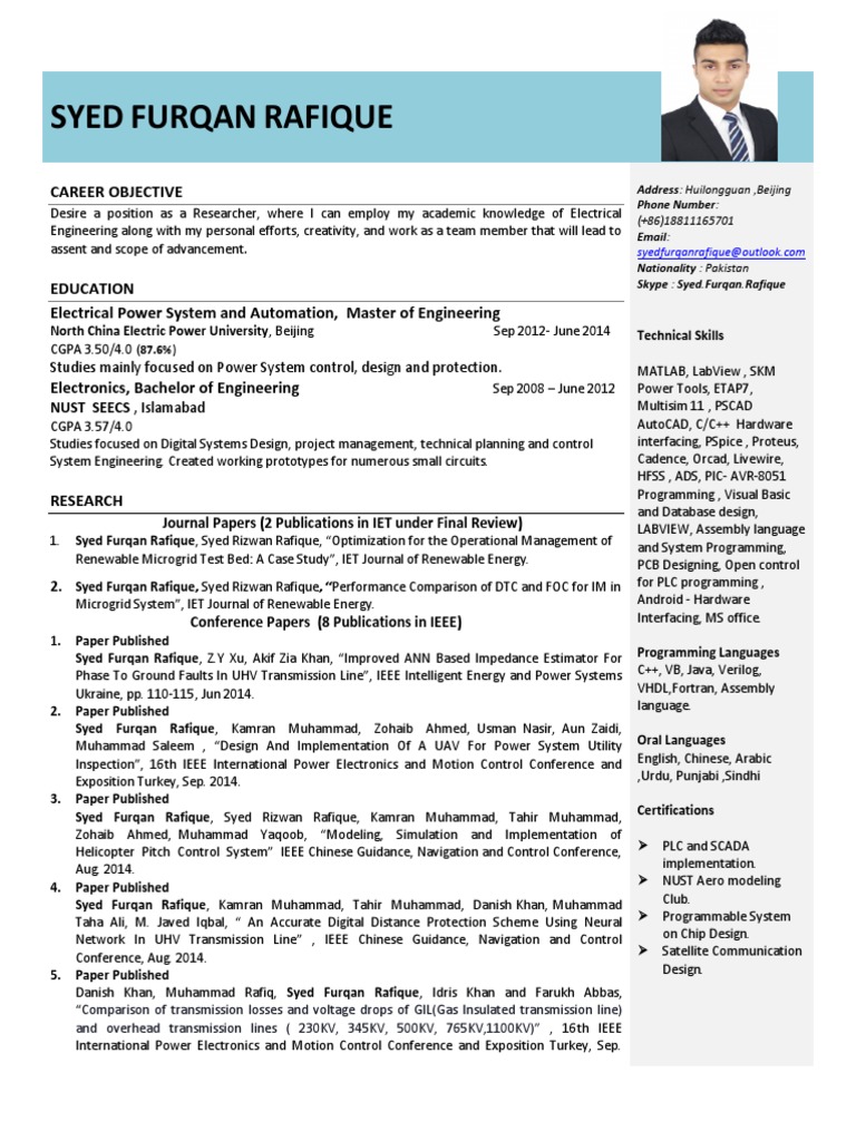 Syed Furqan Rafique CV - PHD | PDF | Unmanned Aerial Vehicle | Computer Engineering