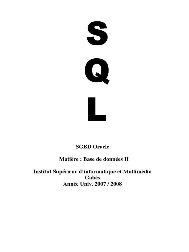 Cours Langage SQL | PDF | SQL | Base de données Oracle