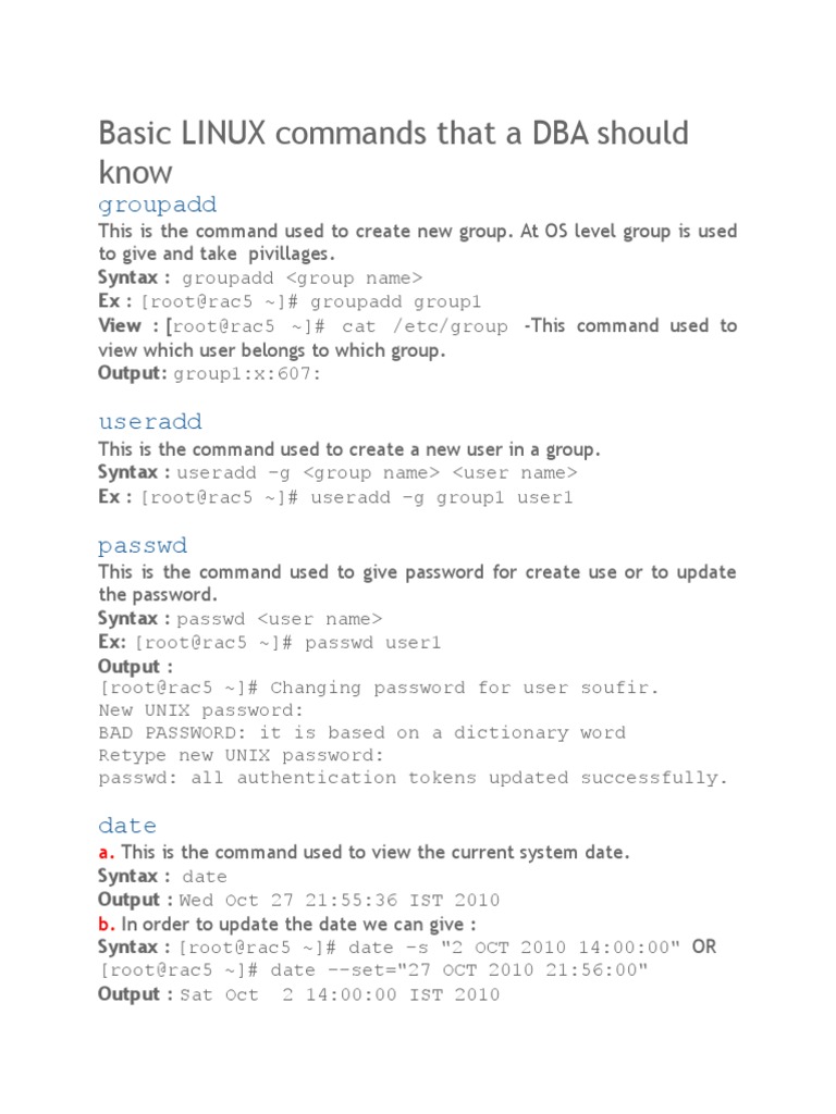 Basic LINUX Commands That A DBA Should Know Oracle Database Experience | PDF | File Transfer ...