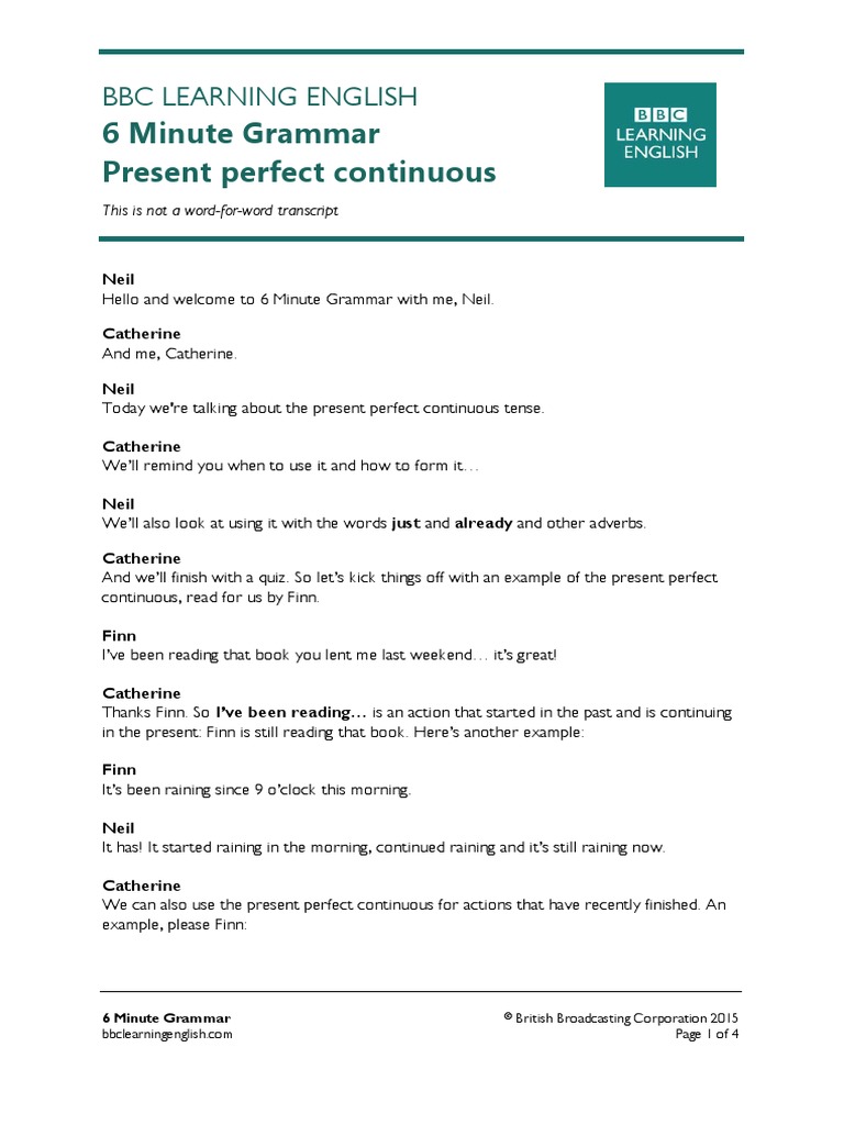 Understanding Present Perfect Continuous | PDF | Verb | Rules